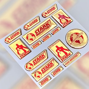 Iron Man Stark Industries Tony Red on GOLD Chrome 3d Resin Domed Emblem ...