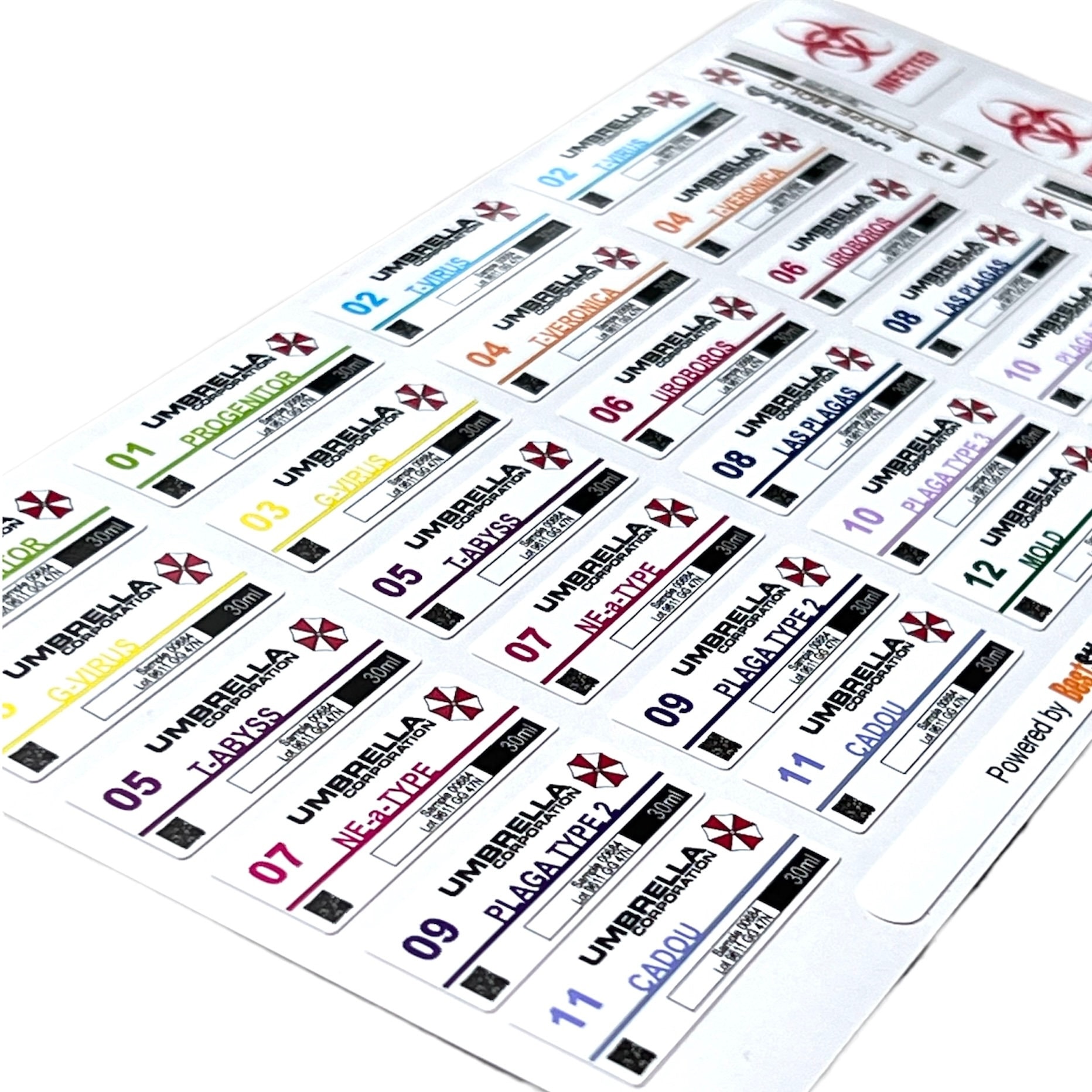 Umbrella Corporation Resident Evil Virus Parasites Fungus Vial Stickers ...