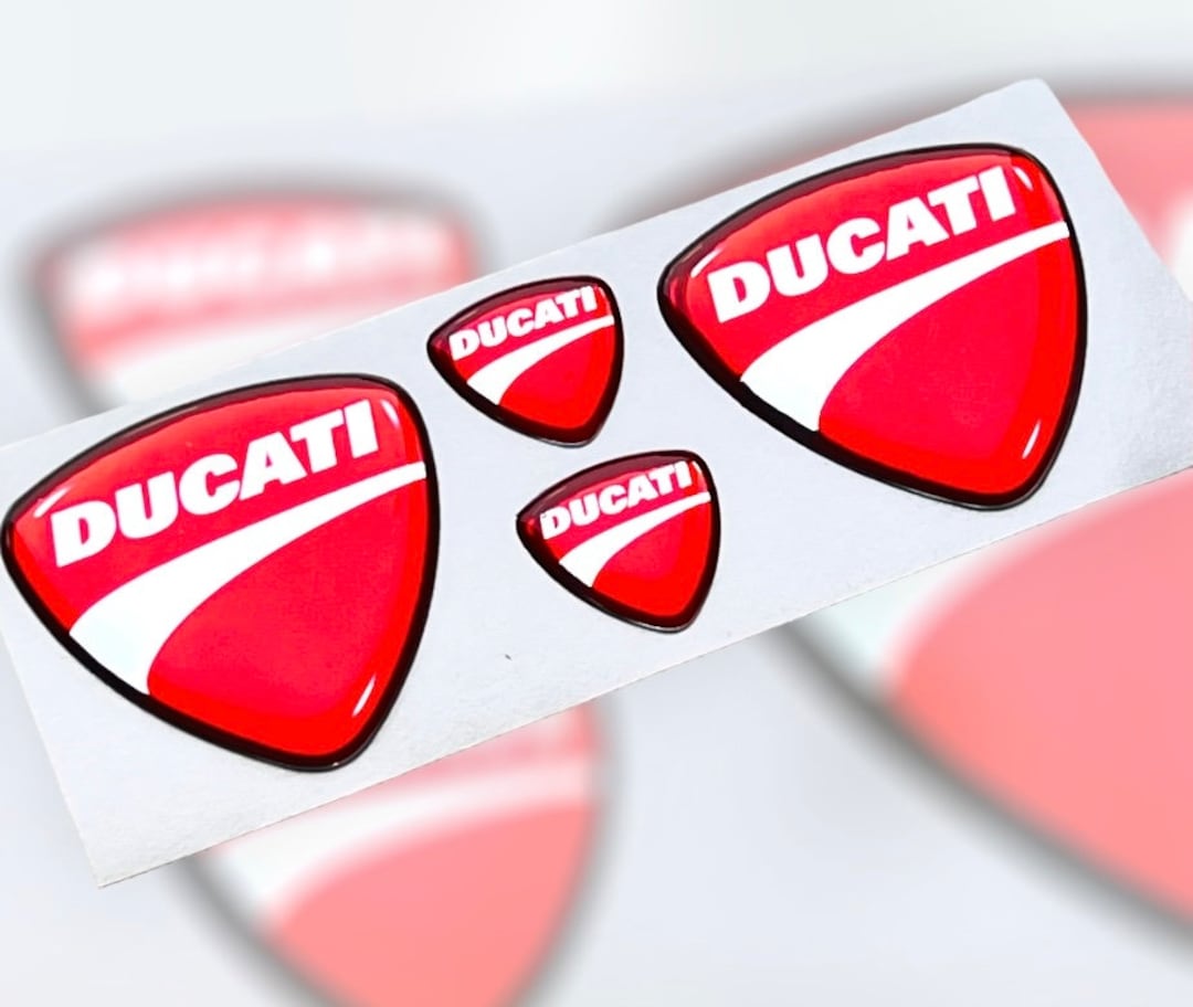 Ducati 3D Domed Epoxy Resin Emblem Stickers Red on Chrome Vinyl - Etsy