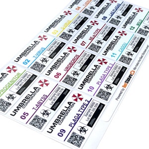 Resident Evil Umbrella Corporation Virus Parasites Fungus Vial Stickers ...