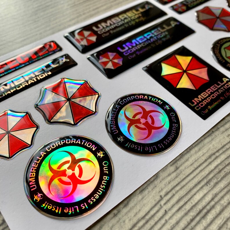 Resident Evil Umbrella Corporation 3d Domed Stickers Printed on ...