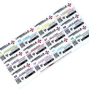 Resident Evil Umbrella Corporation Virus Parasites Fungus Vial Stickers ...