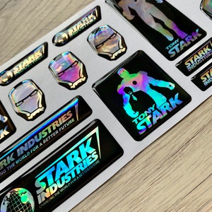 HOLOGRAPHIC CHROME VINYL Iron Man Stark Industries Tony 3d Domed ...