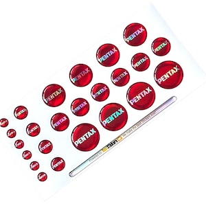 24pcs Red HOLOGRAPHIC CHROME Pentax 3D Domed Stickers - Etsy