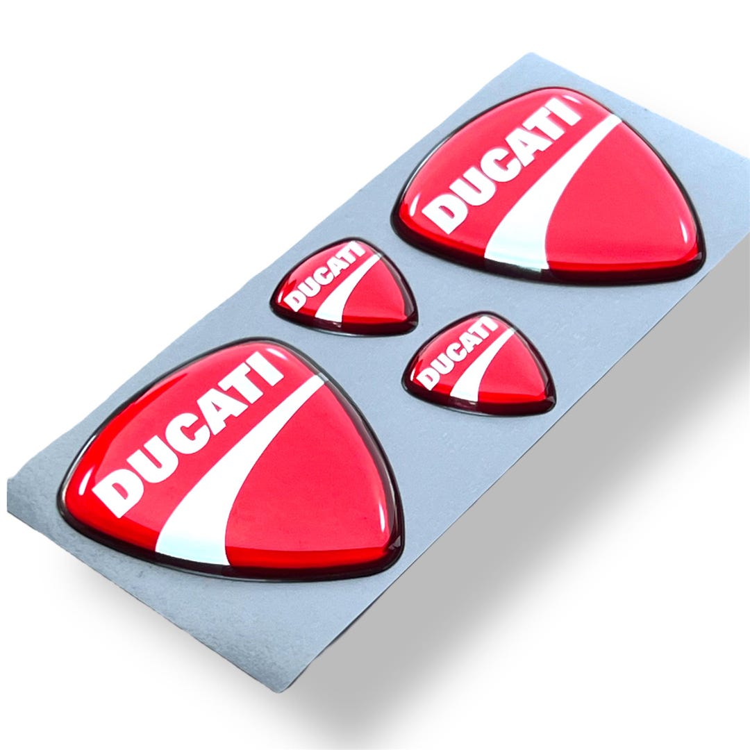Ducati 3D Domed Epoxy Resin Emblem Stickers Red on Chrome Vinyl - Etsy