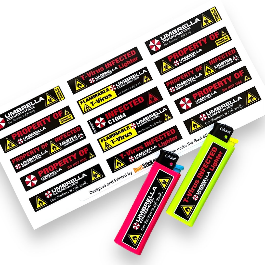 Resident Evil Umbrella Corporation Infected Lighter Stickers 12.5x60mm ...