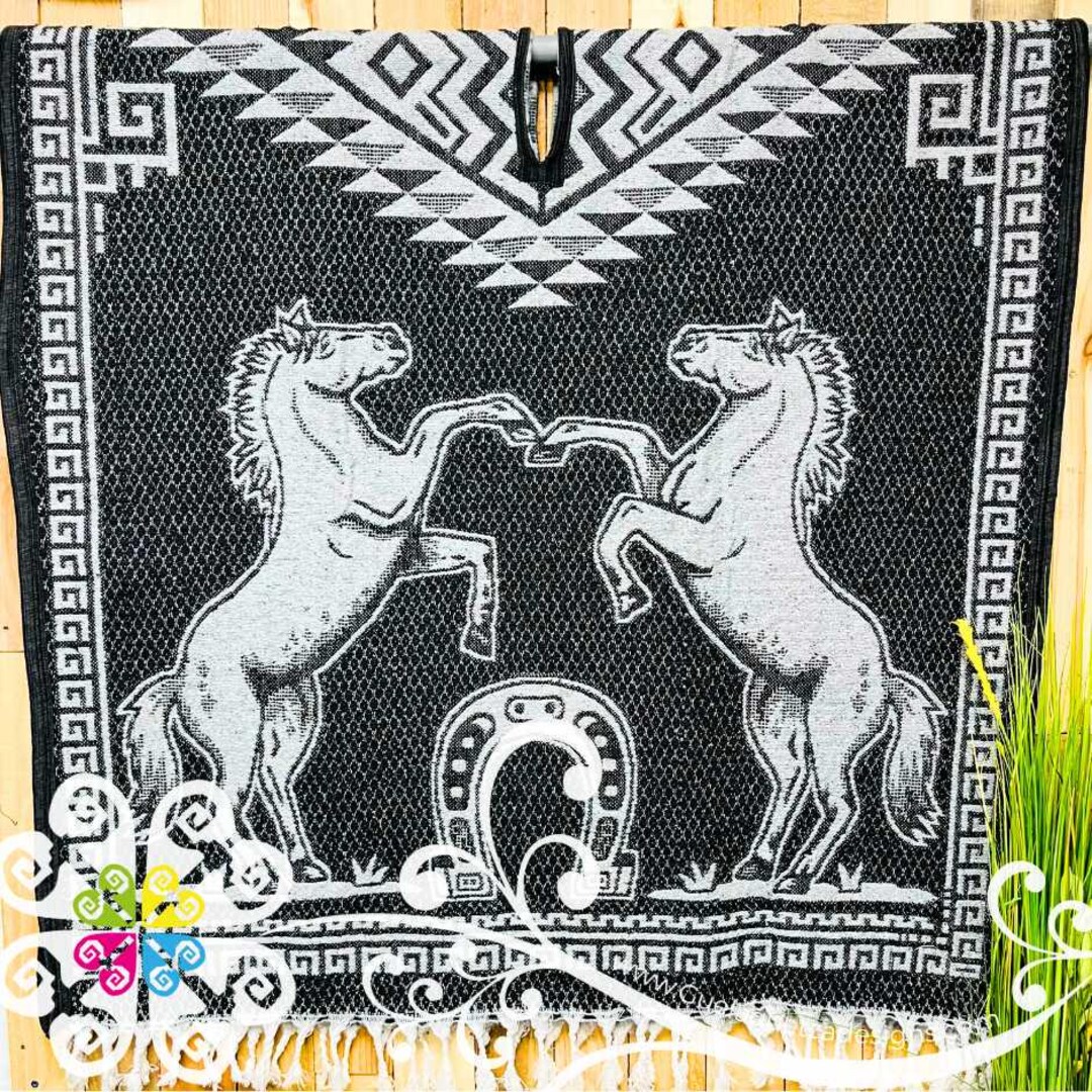Caballos Black and Gray Gaban Men Poncho - Etsy