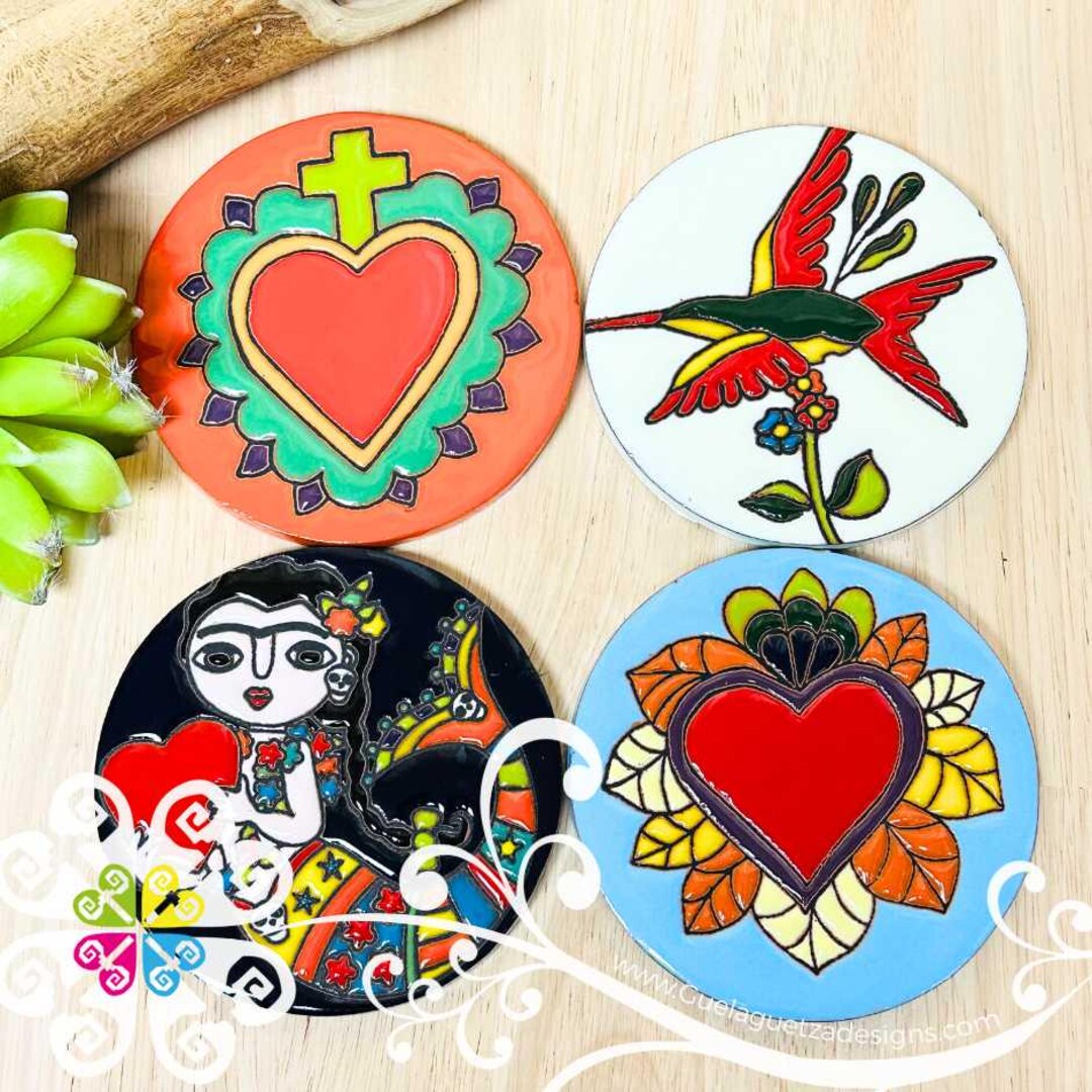 Round Fiesta Mexicana Coaster Set - Authentic Home Decor - Bar Decor - Etsy
