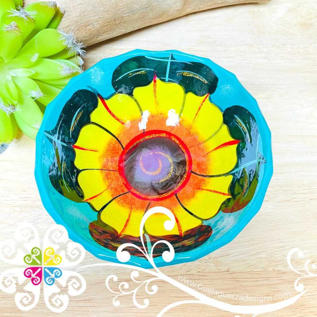 Teal Guerrero Hand Painted Salsa Bowl - Salcero De Barro - Mexican Bowl ...