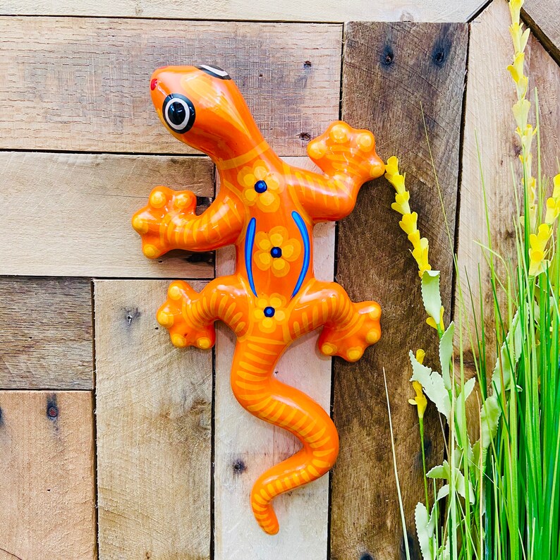 Hand Paint Clay Lizard / Mexican Lizard Decor | Etsy