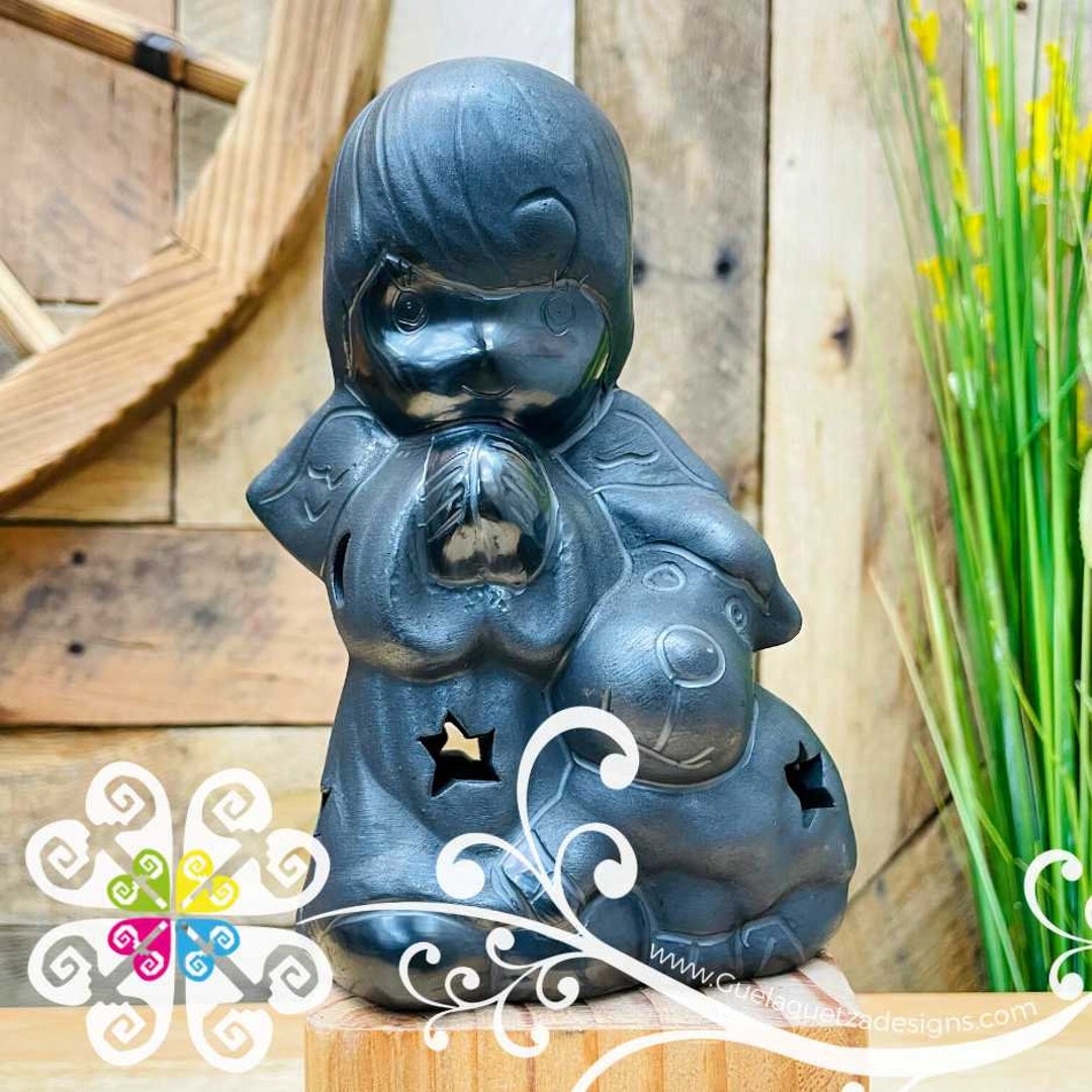 Guardian Angel Statue - Barro Negro Oaxaca - Mexican Clay Angel - Etsy