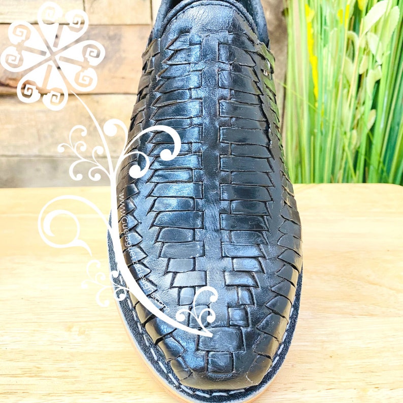 Black Tejido Leather Mexican Shoes Authentic Huaraches - Etsy