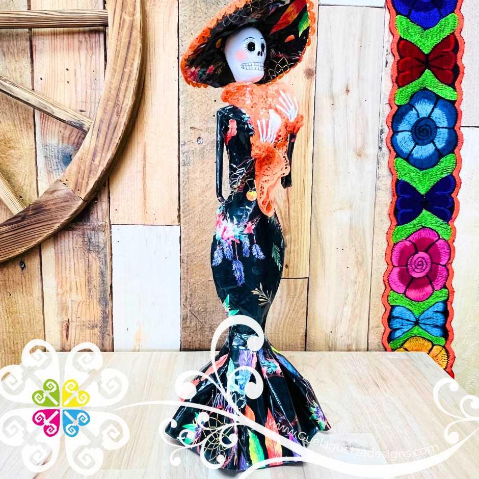 Medium Paper Mache Day of the Dead Decor - Catrina Statue - Mexican ...