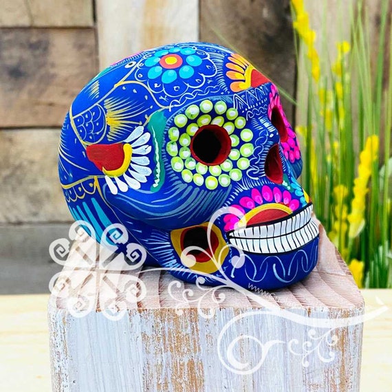 Small Multicolor Hand Painted Sugar Skull Dia De Los Muertos - Etsy