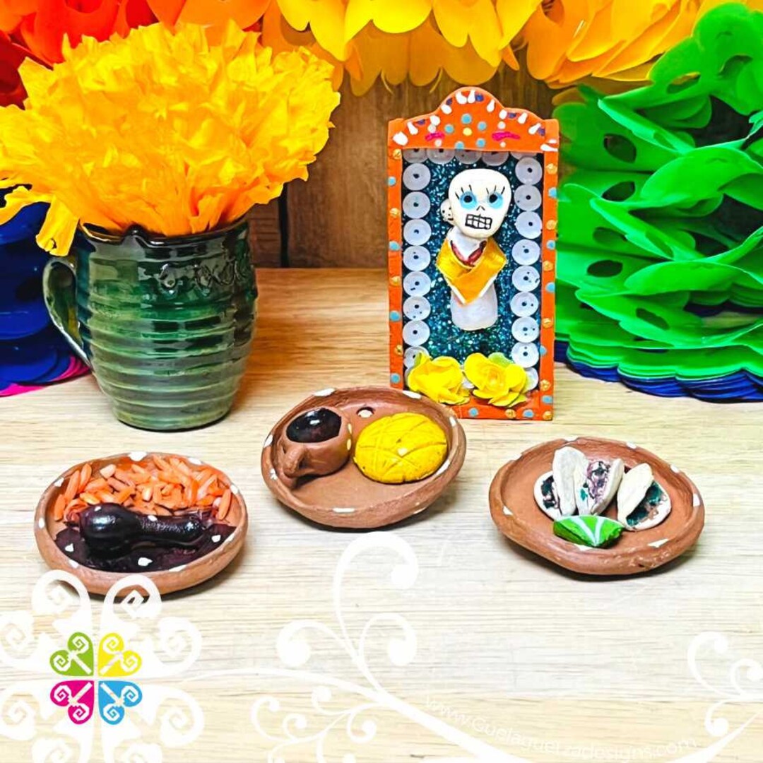 Ofrenda Comidita Food Plates - Day of Dead Altar Decor - Ofrenda Decor ...