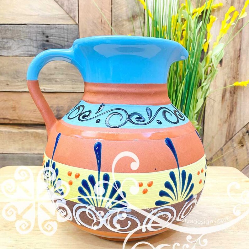 Round Clay Pitcher Jarro Mexican Pitcher | Etsy