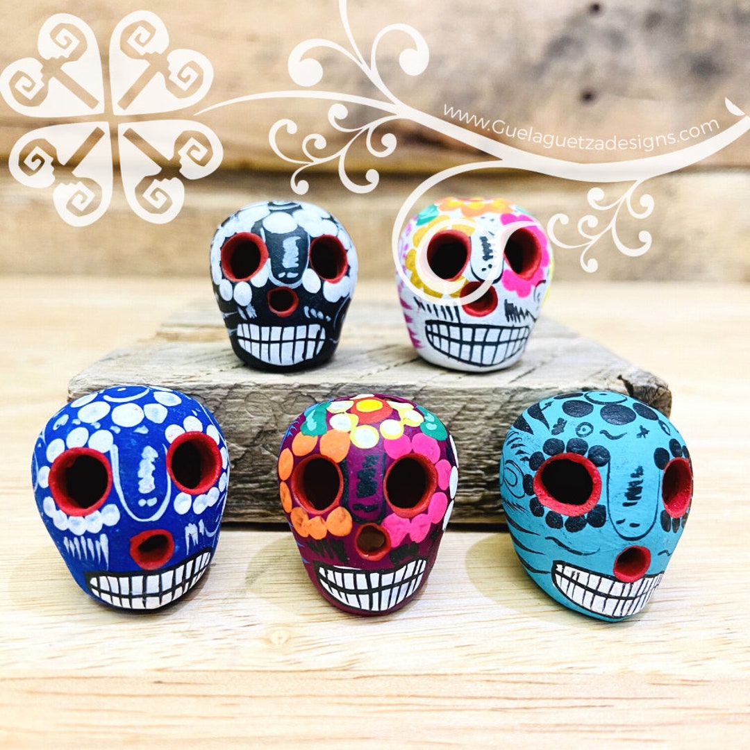Set of 5 Extra Mini Mexican Sugar Skull Box Dia De Los Muertos Skull ...