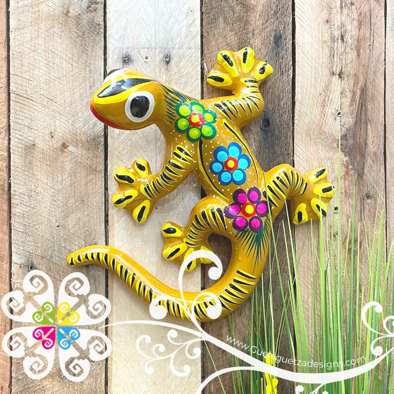 Medium Hand Paint Clay Lizard Mexican Lizard Decor - Etsy