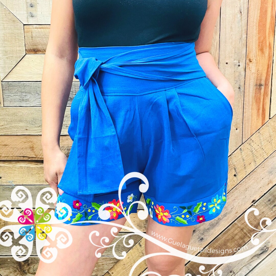 Embroider High Waist Short - Cute Artisan Women Short - Short Bordado ...