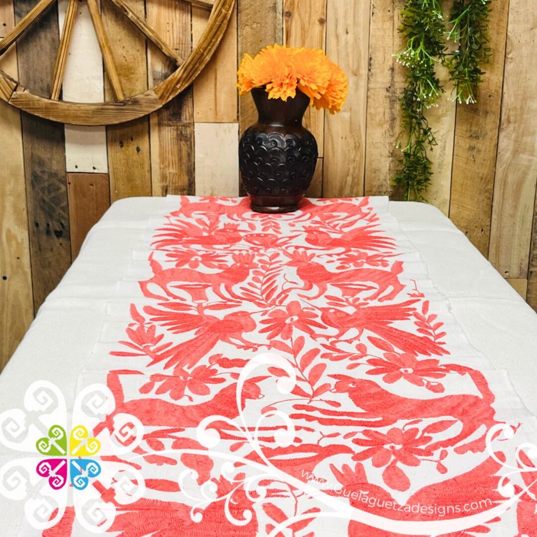 Hand Embroidered Otomi Table Runner – Mexican Fiesta Decor - Etsy