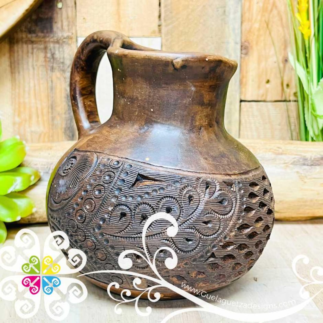 Small Bola Pitcher - Barro Café Oaxaca - Etsy