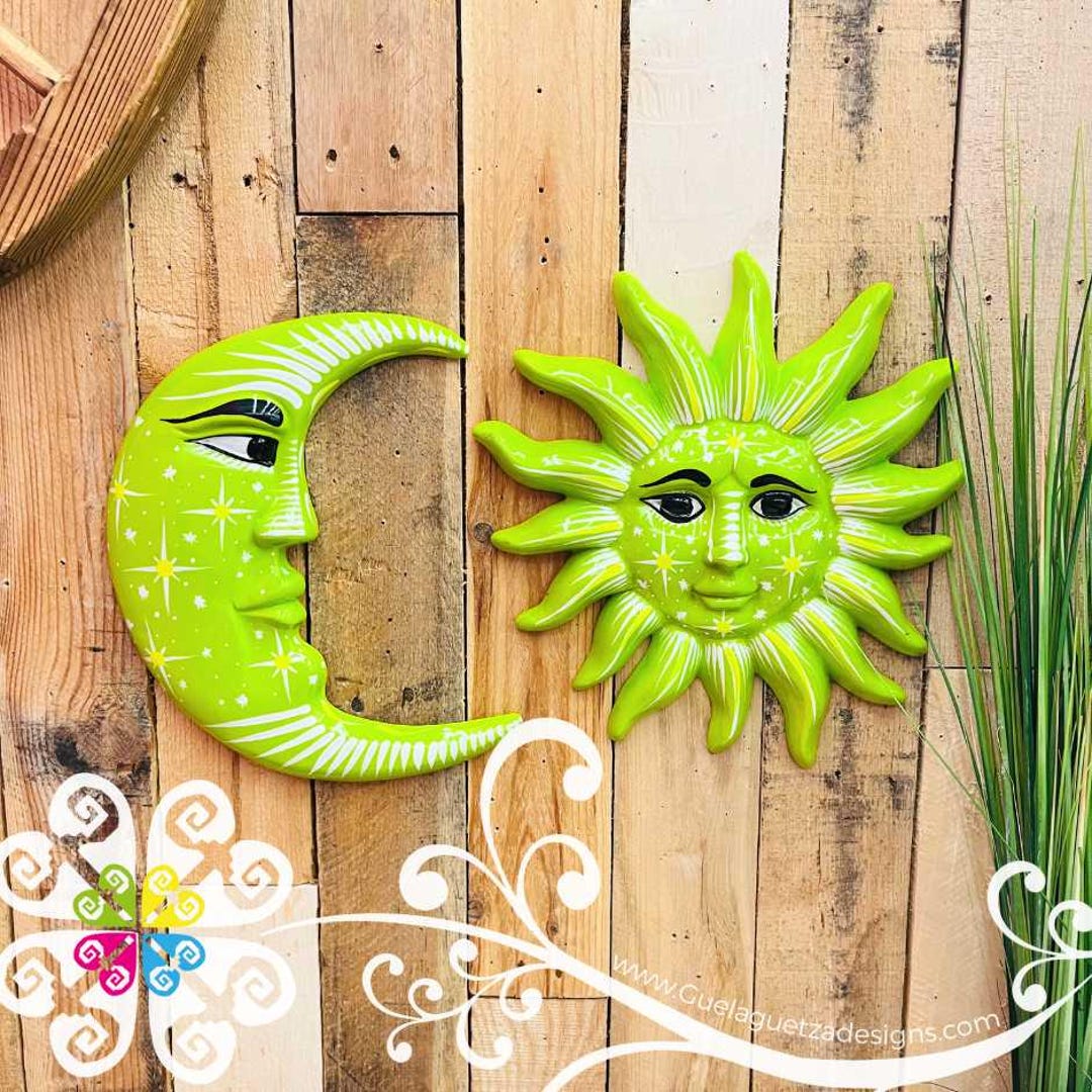 Medium Lime Green Sun & Moon Set - Wall Decor - Etsy