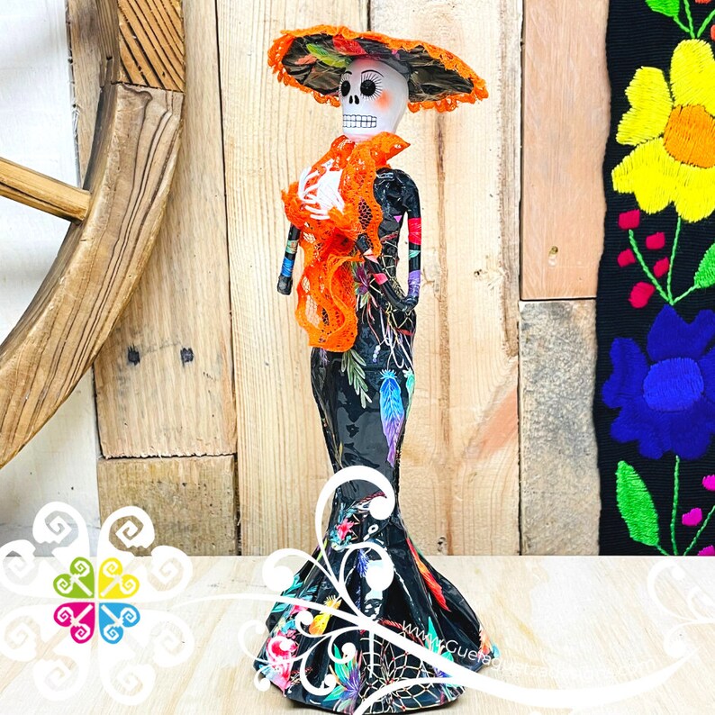 Medium Paper Mache Day of the Dead Decor Catrina Statue - Etsy