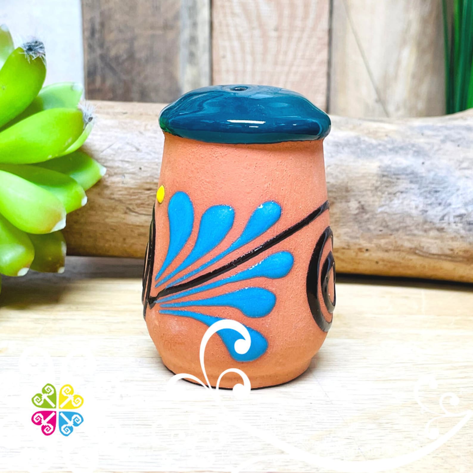Single Clay Salt and Pepper Shaker - Decorated Salero - Mexican Shaker ...
