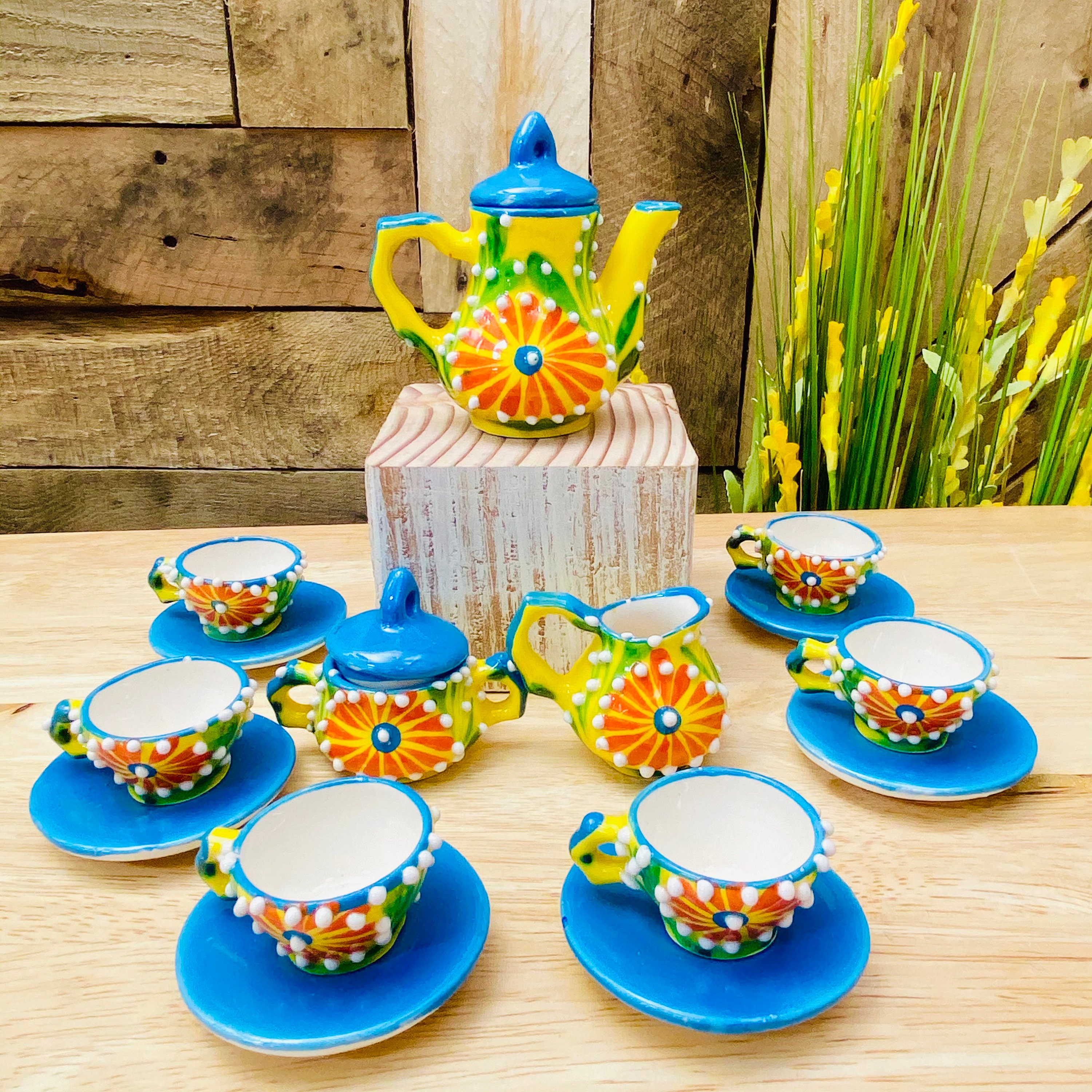 Miniature Tea Set Unique Gift Mexican Clay Play Set - Etsy