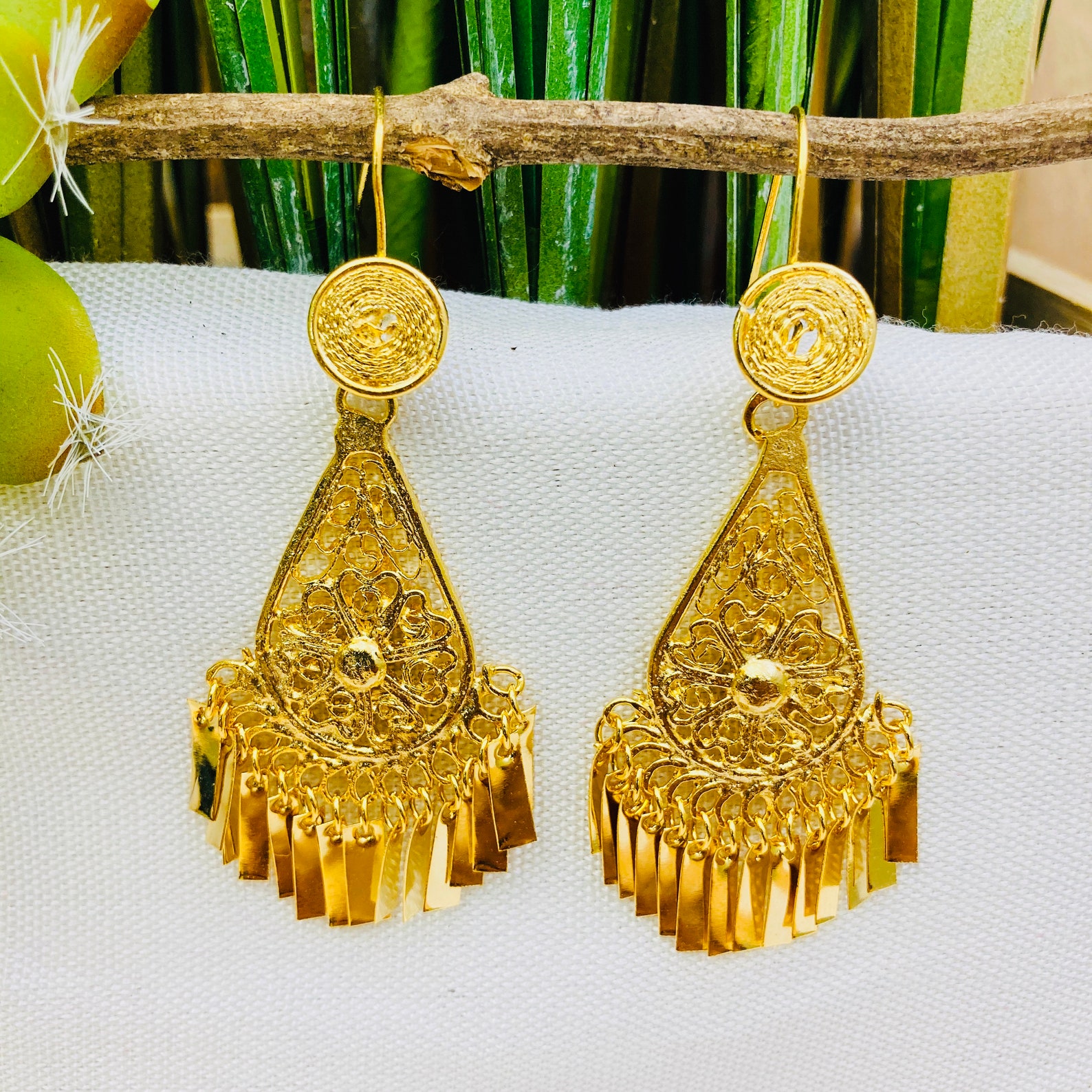 Gold Medium Filigrana Mexican Earrings Tehuana Earrings - Etsy