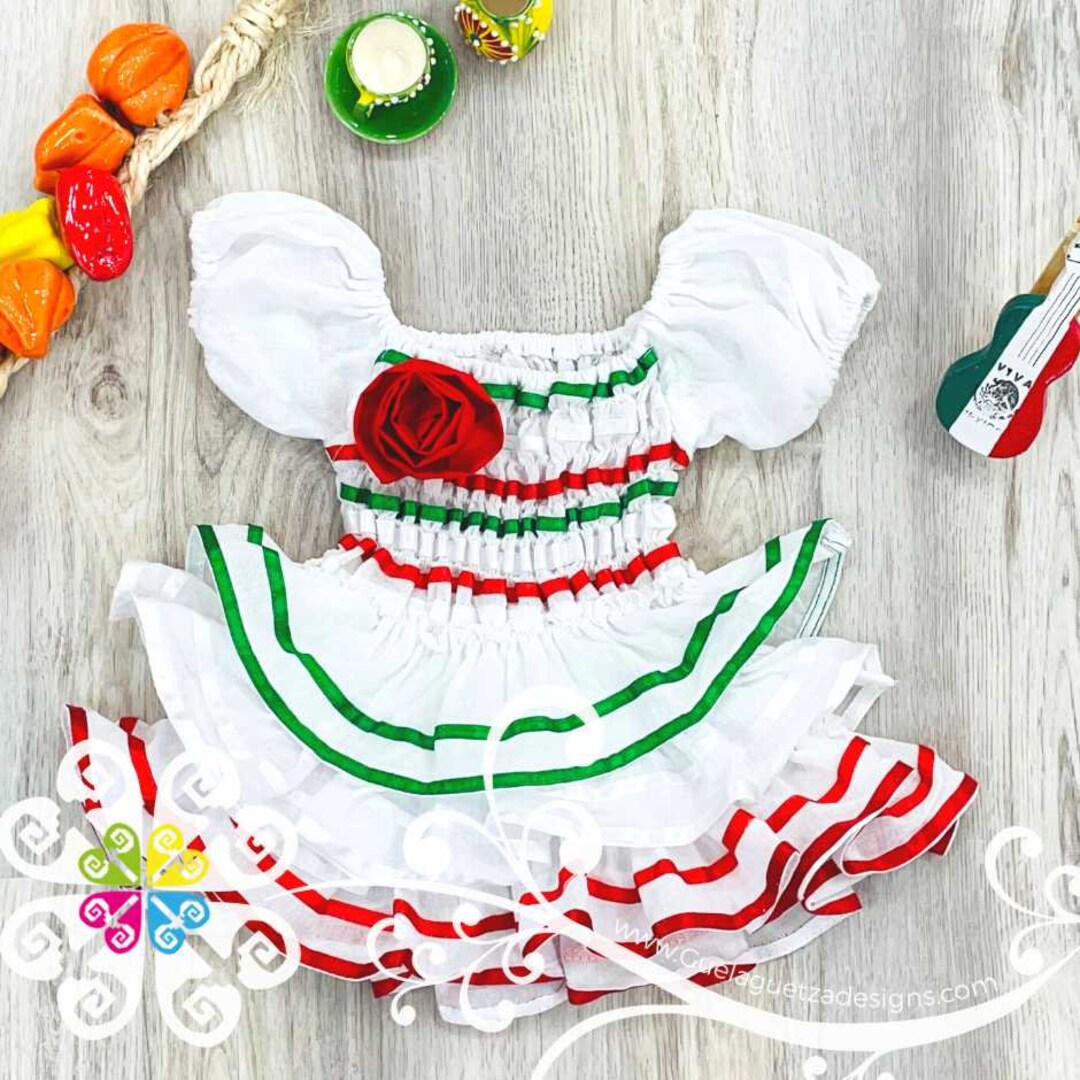 Adelita Tricolor Children Dress - Vestido Mexicano Nina - 5 De Mayo ...