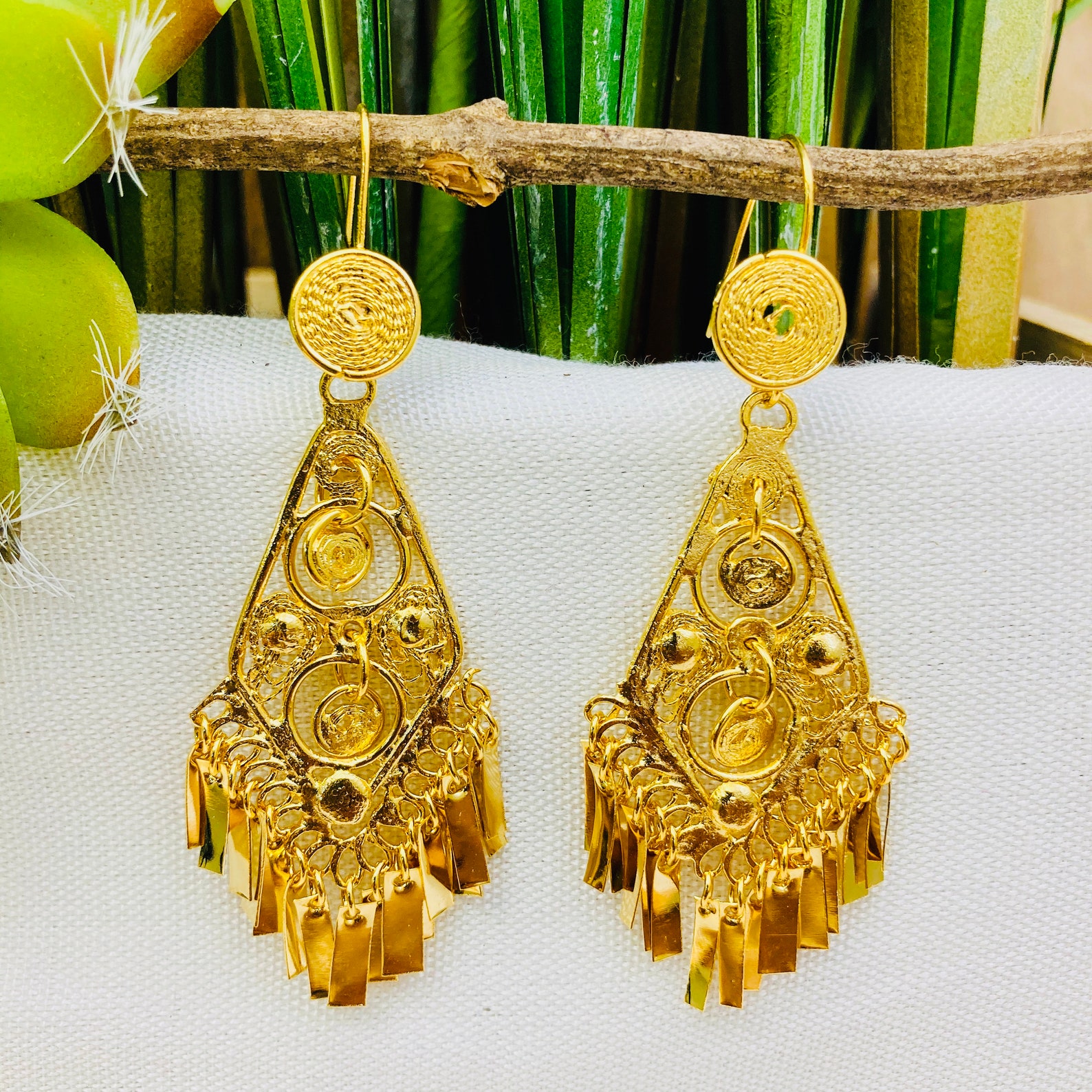 Gold Medium Filigrana Mexican Earrings Tehuana Earrings - Etsy