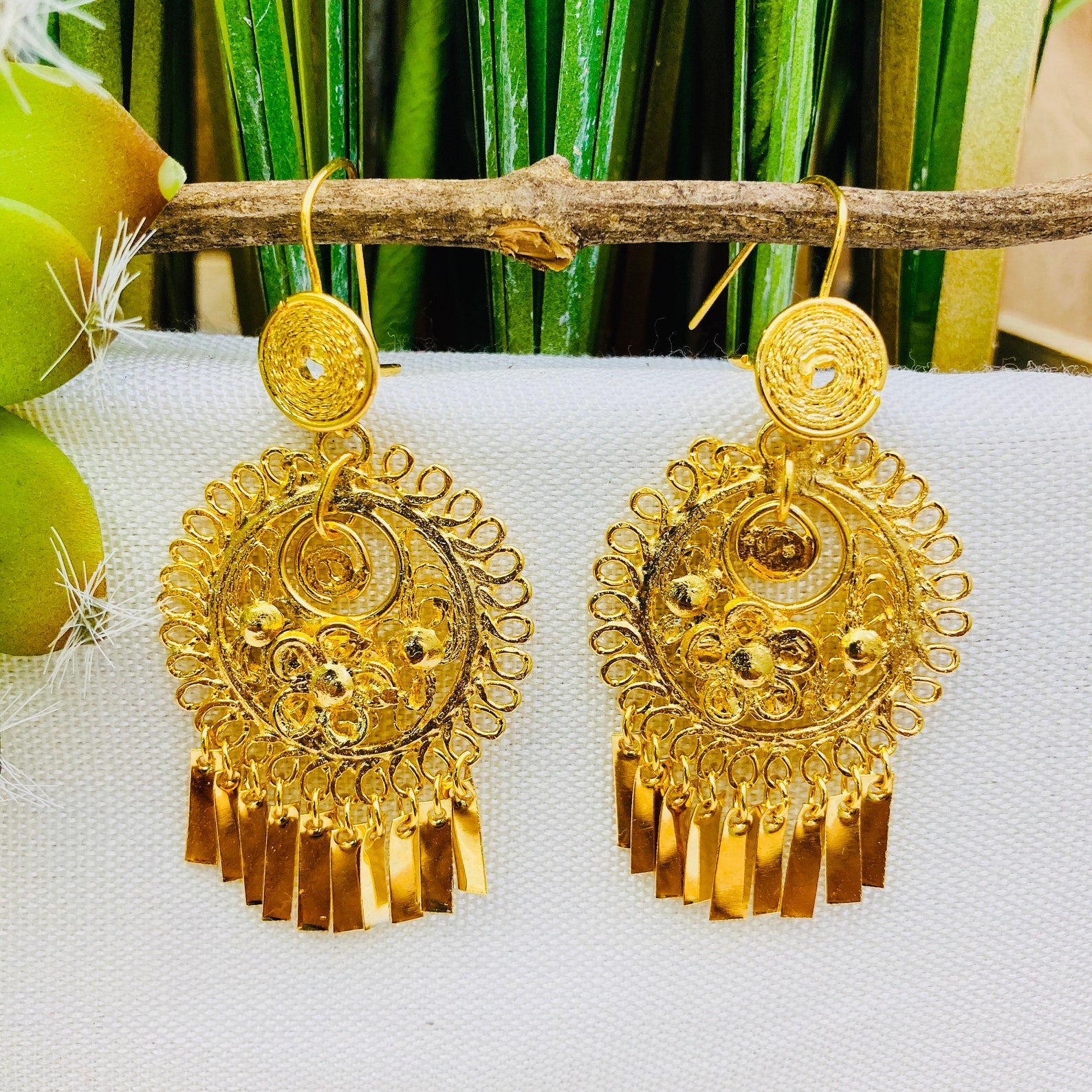 Gold Medium Filigrana Mexican Earrings Tehuana Earrings - Etsy