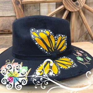 Black Butterflies Hat Hand Painted Fall Hat Mexican - Etsy