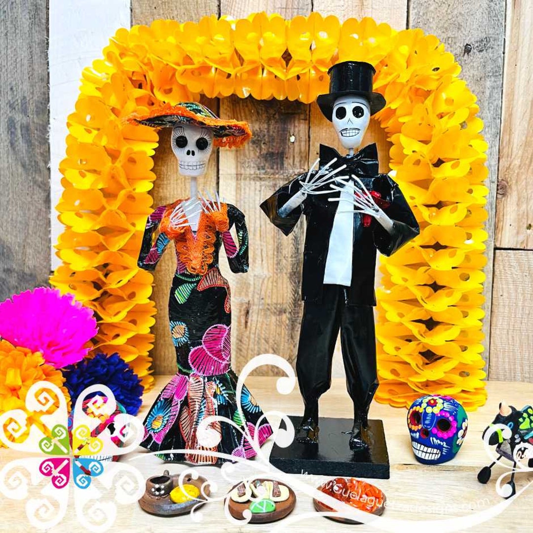 Little Catrin Couple Papel Mache Set - Day of Dead Decor- Mexican ...