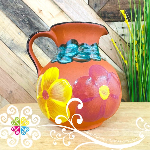 Round Clay Pitcher Jarro Mexican Pitcher | Etsy