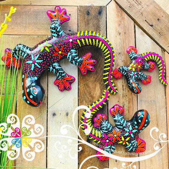 Set of 3 Clay Lizard Home Decor Mexican Wall Decor - Etsy