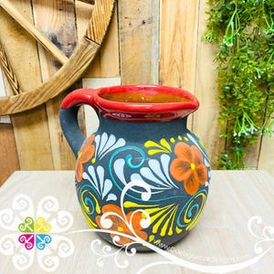 Round Clay Pitcher - Jarro - Mexican Pitcher - Etsy
