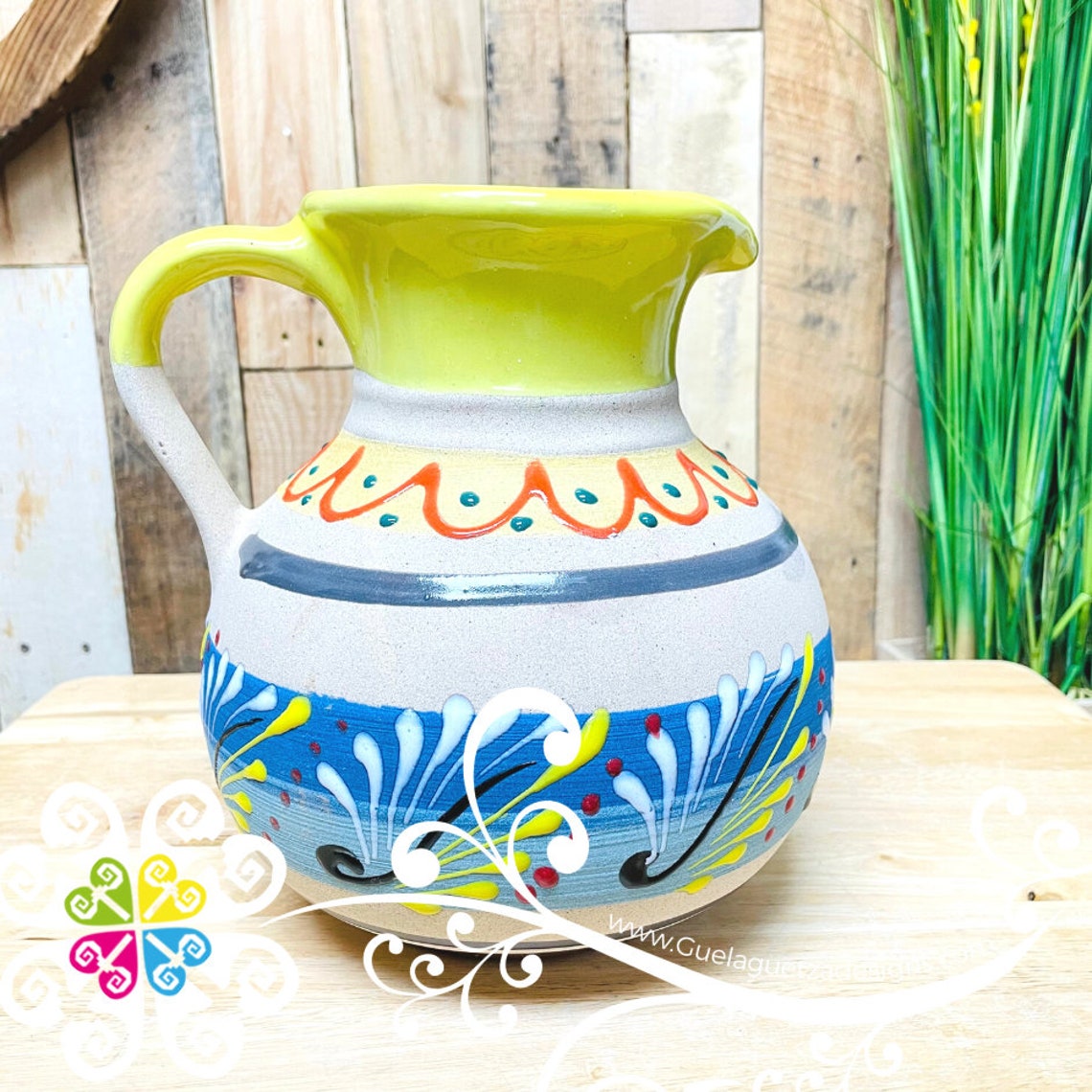 Round Clay Pitcher Jarro Mexican Pitcher - Etsy