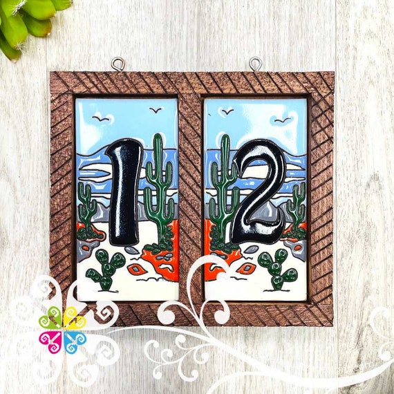 Desert Mexican House Numbers Tiles Numbers - Etsy