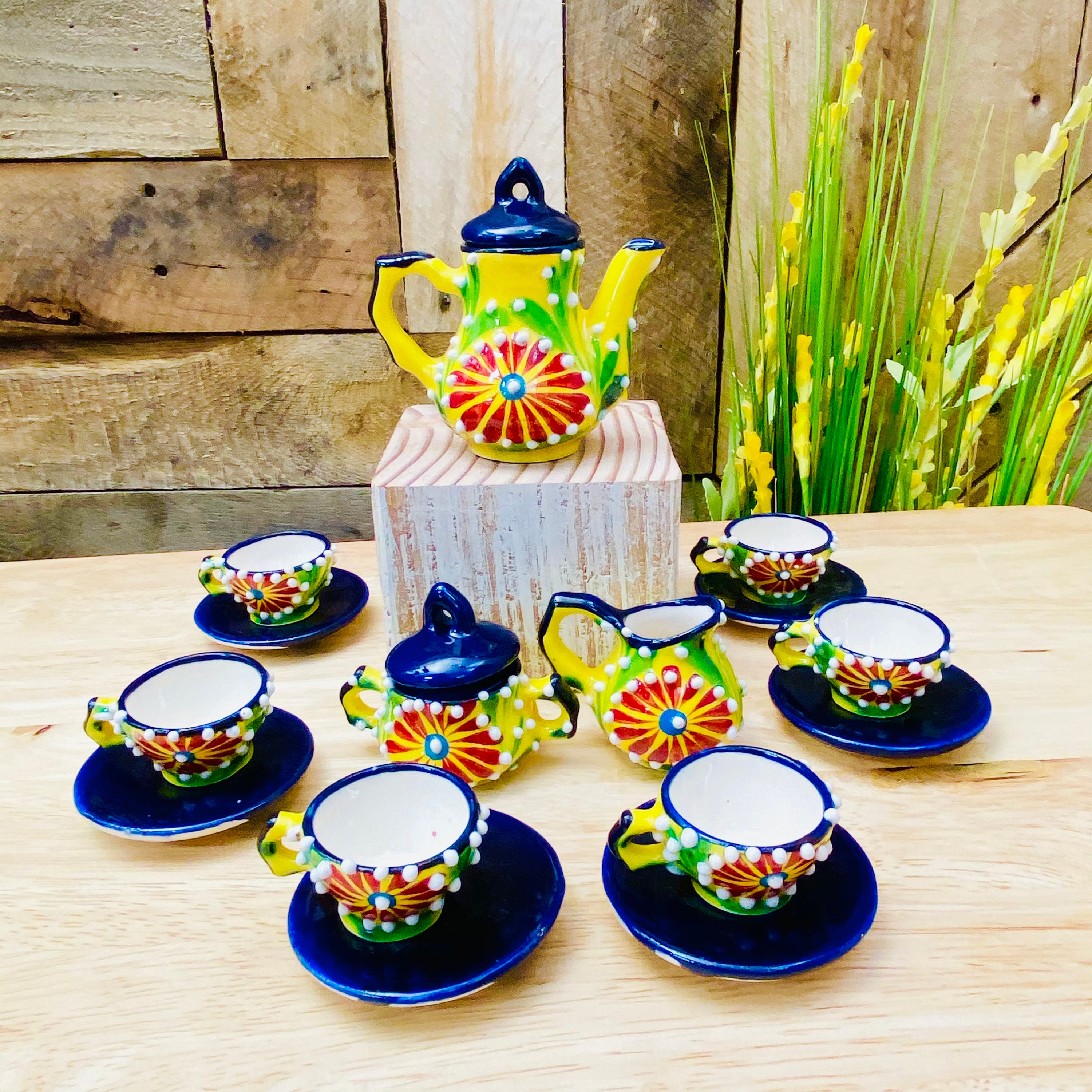 Miniature Tea Set Unique Gift Mexican Clay Play Set - Etsy