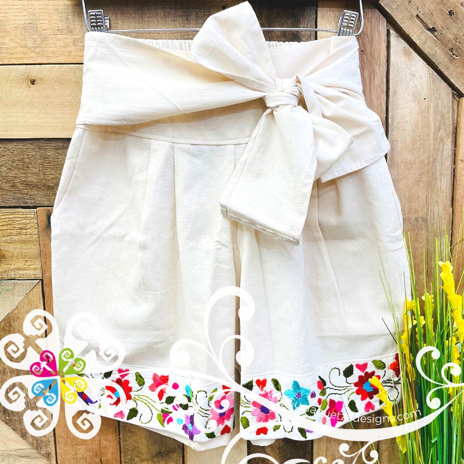 Embroider High Waist Short - Cute Artisan Women Short - Short Bordado ...