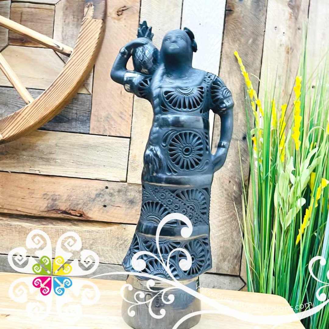 Flor De Pina Dancer Statue - Black Clay Oaxaca - Mexican Doll - Etsy