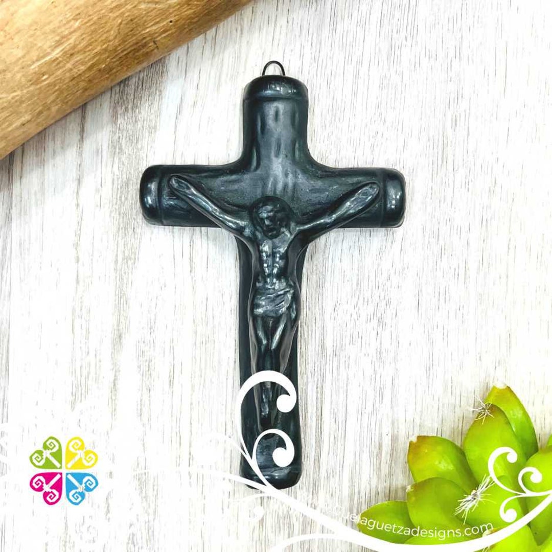 Jesus Clay Cross - Barro Negro Oaxaca - Authentic Mexican Home Decor - Etsy