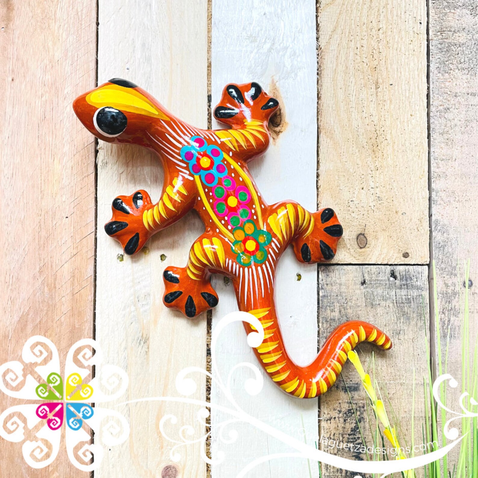 Medium Hand Paint Clay Lizard Mexican Lizard Decor - Etsy