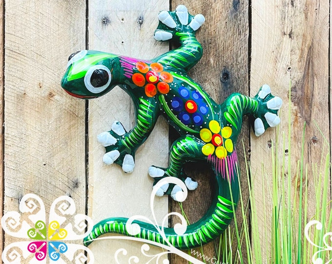 Medium Hand Paint Clay Lizard Mexican Lizard Decor - Etsy