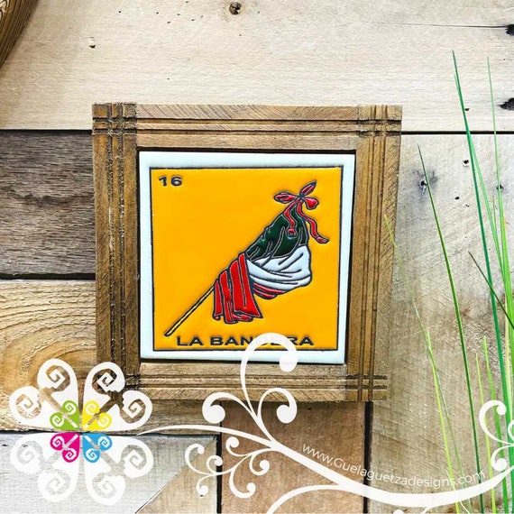 La Bandera Loteria Wall Art Authentic Mexican Frame | Etsy
