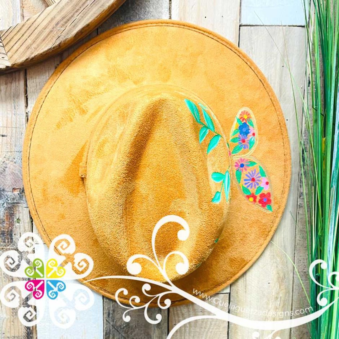 Light Orange Gold Buttery Hand Painted Fall Hat Painted Velvet Hat ...