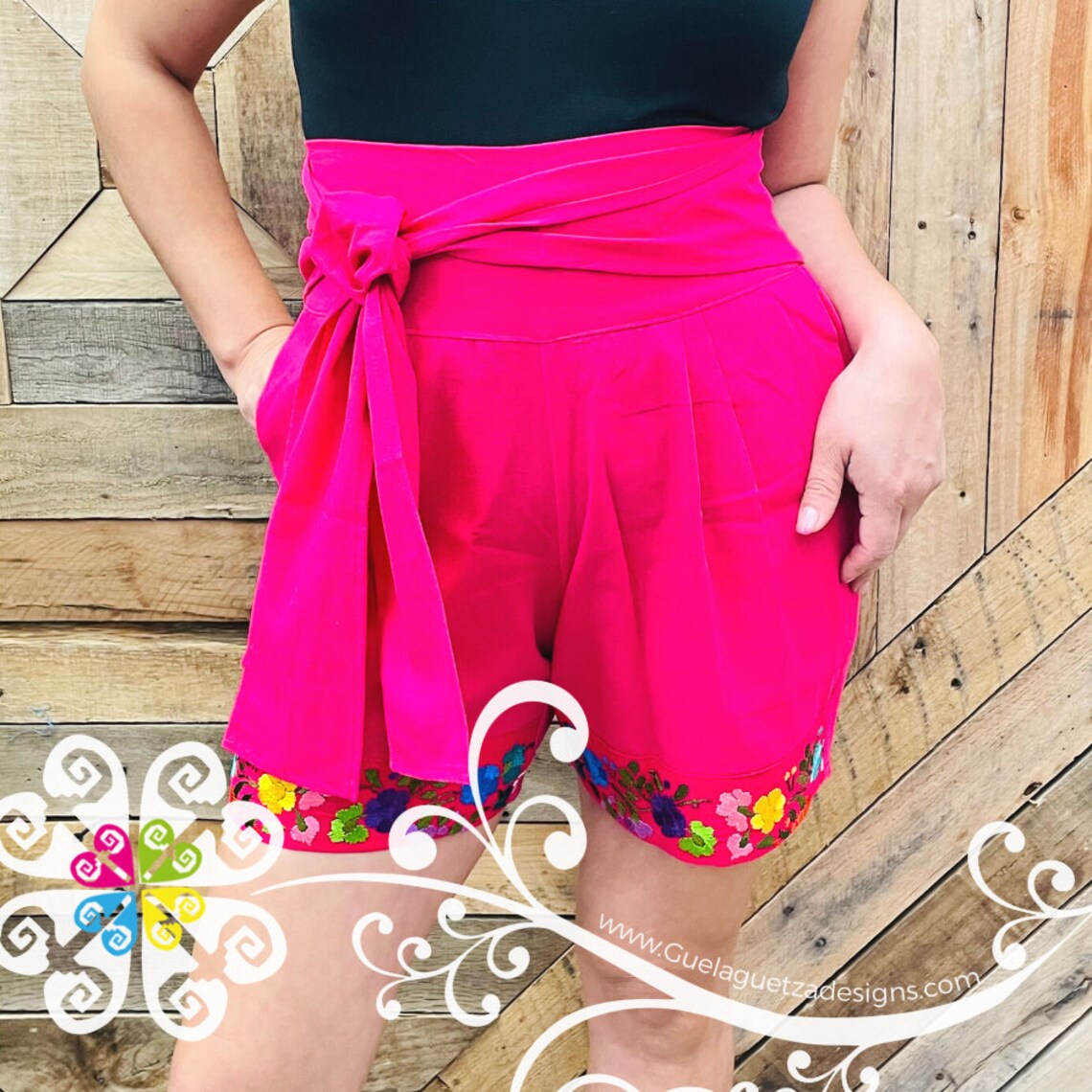 Embroider High Waist Short - Cute Artisan Women Short - Short Bordado ...