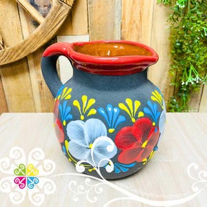 Round Clay Pitcher - Jarro - Mexican Pitcher - Etsy